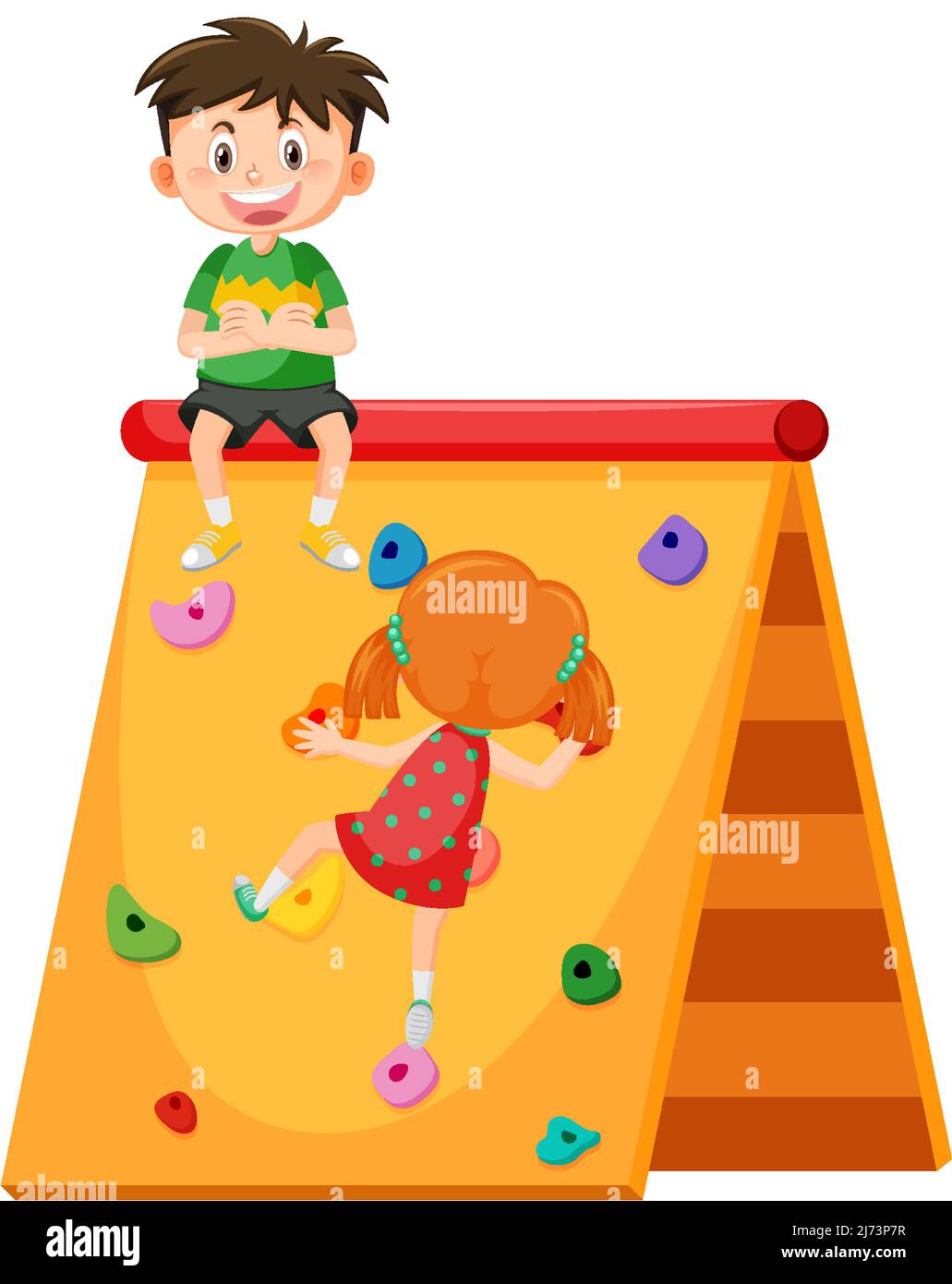 Children climbing wall on white background illustration Stock Vector ...