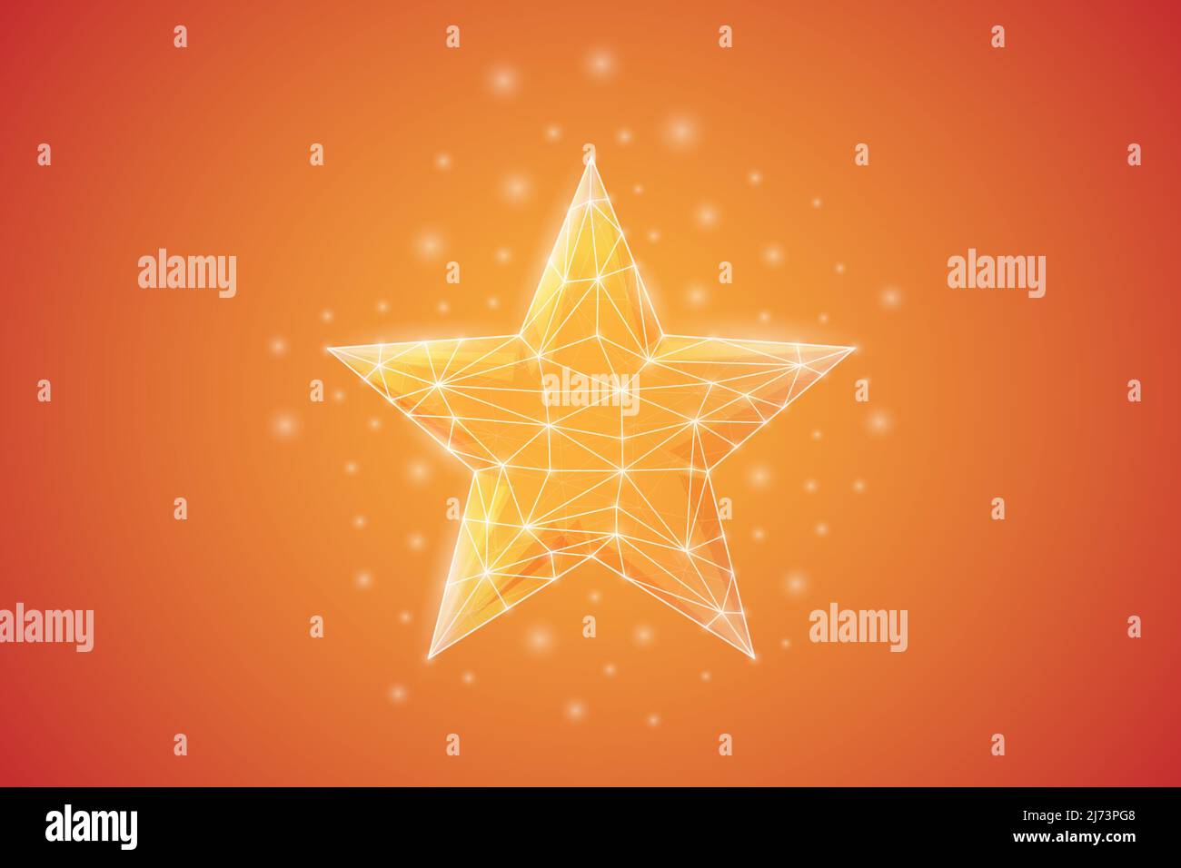 Star low poly symbol with white connected dots. 3d geometric polygonal ...