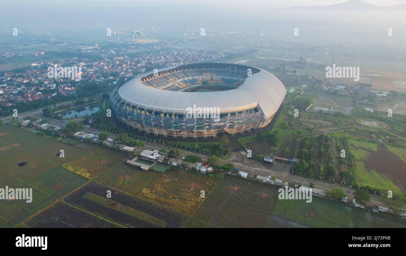 Aerial view of the Beautiful scenery Gelora Bandung Lautan Api (GBLA ...