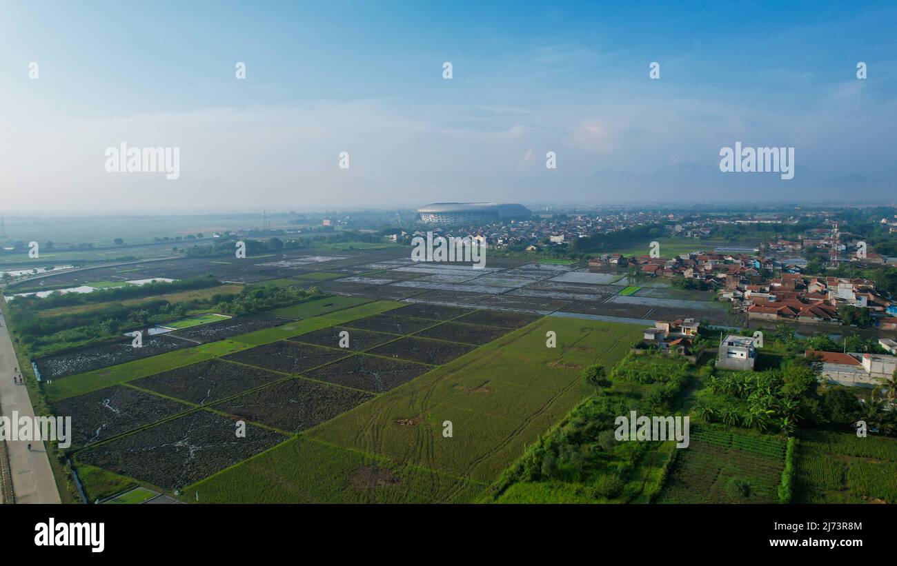 Aerial view of the Beautiful scenery Gelora Bandung Lautan Api (GBLA ...