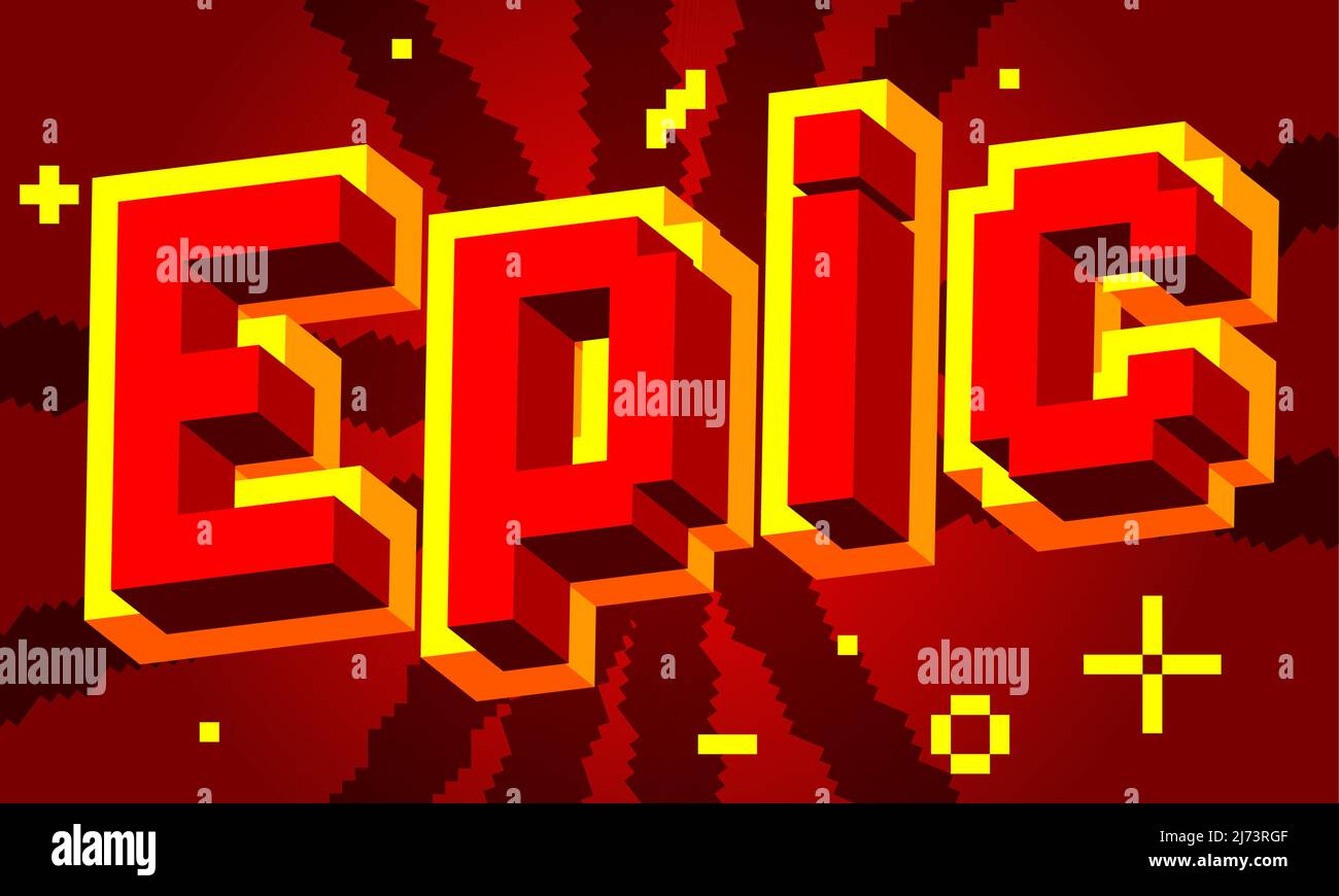 Epic pixelated word with geometric graphic background. Vector cartoon ...