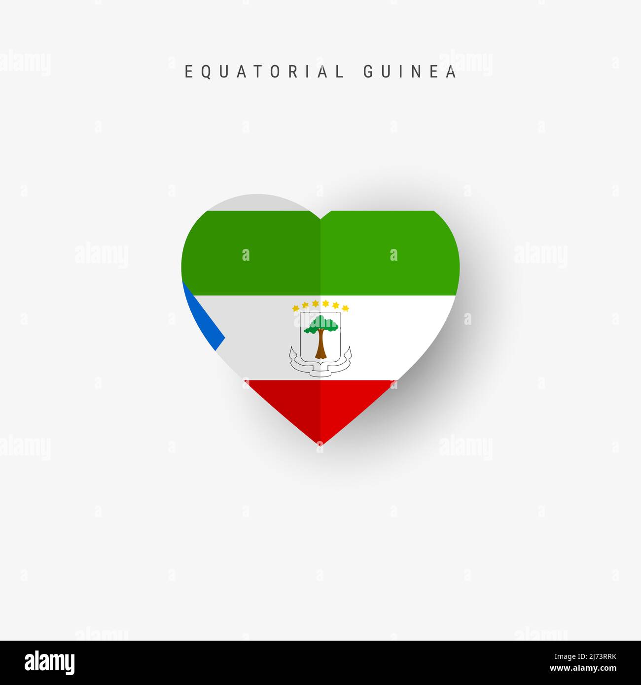 Equatorial Guinea heart shaped flag. Origami paper cut Republic of ...