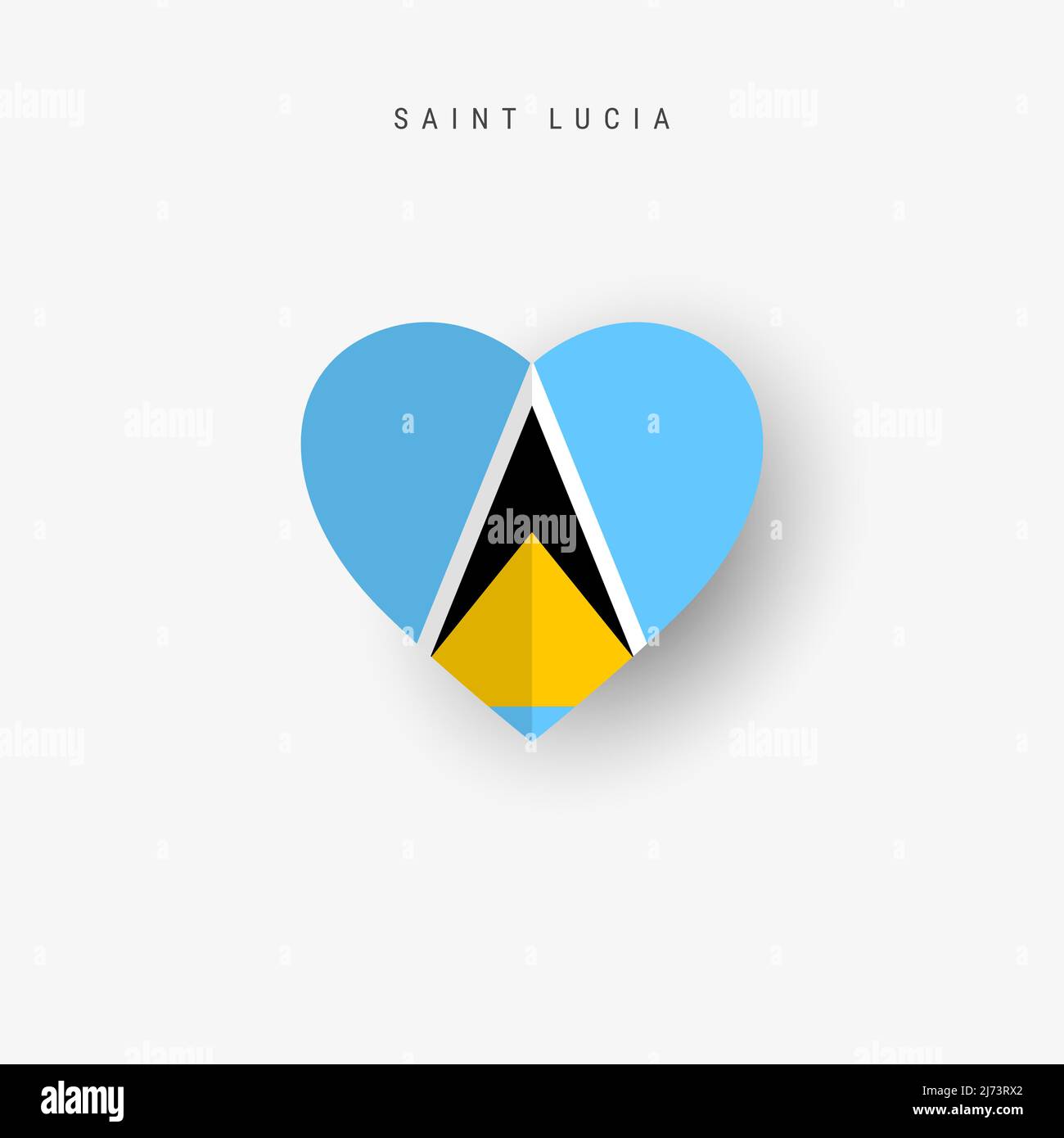 Saint Lucia heart shaped flag. Origami paper cut Saint Lucian national ...