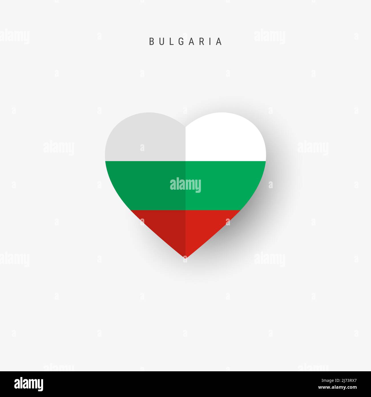 Bulgaria heart shaped flag. Origami paper cut Bulgarian national banner ...