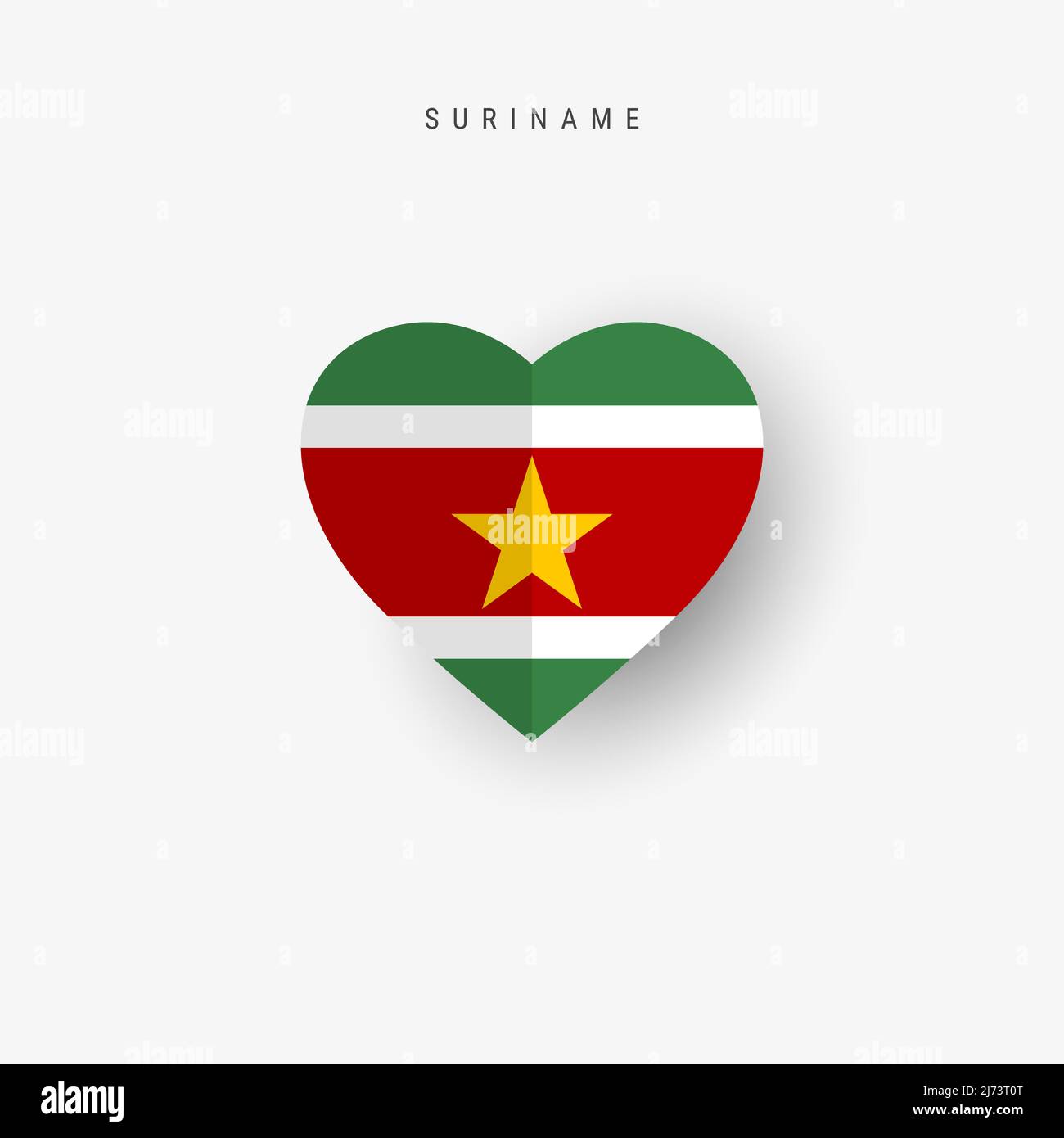 Suriname heart shaped flag. Origami paper cut Surinamese national banner. 3D vector illustration ...