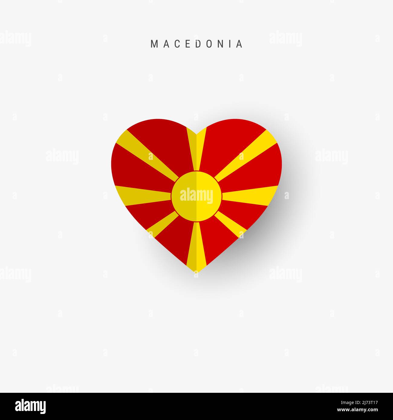 Macedonia heart shaped flag. Origami paper cut Macedonian national ...