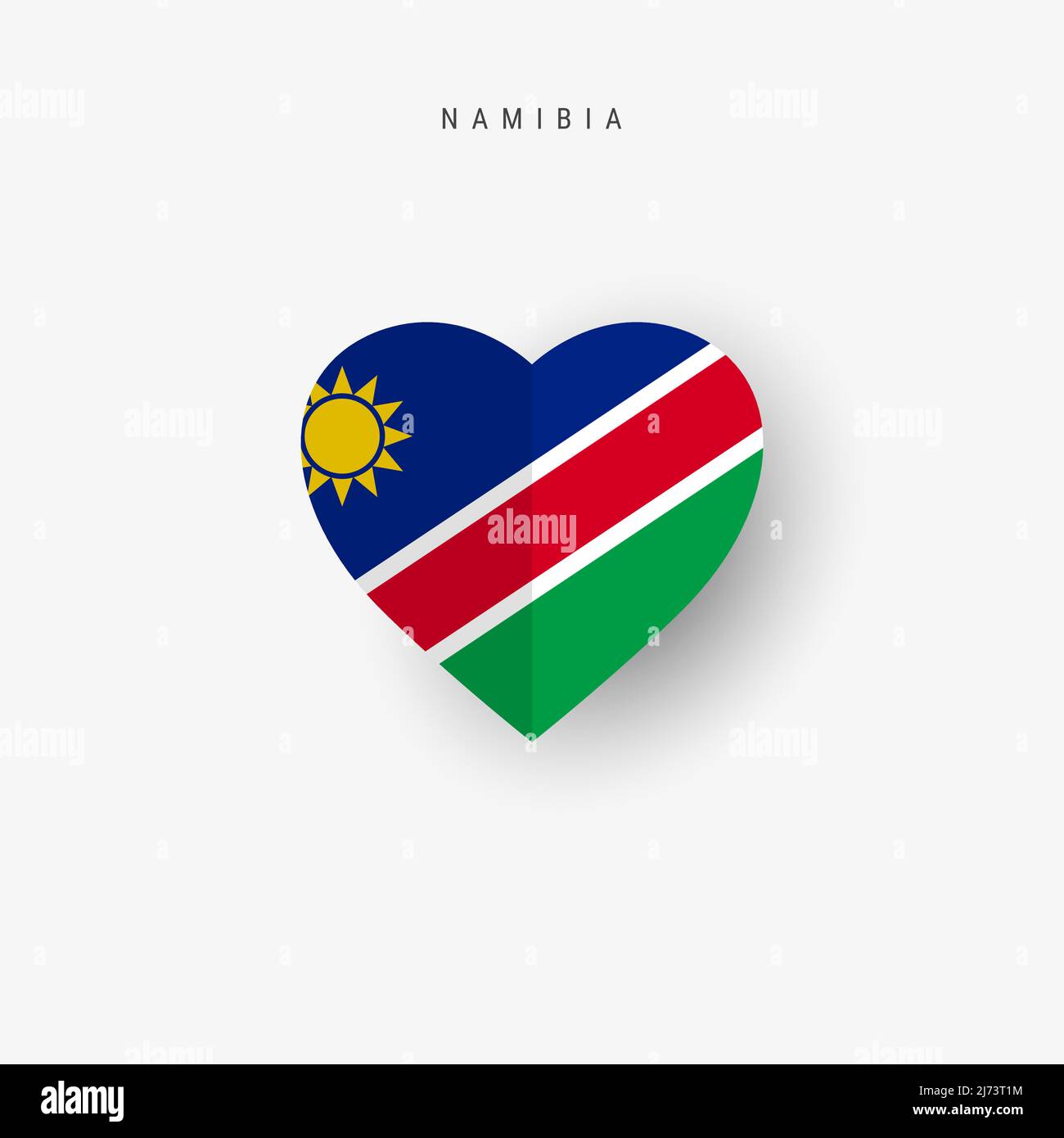 Namibia heart shaped flag. Origami paper cut Namibian national banner ...