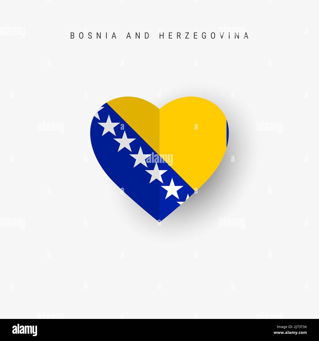 Bosnia and Herzegovina heart shaped flag. Origami paper cut Bosnian ...