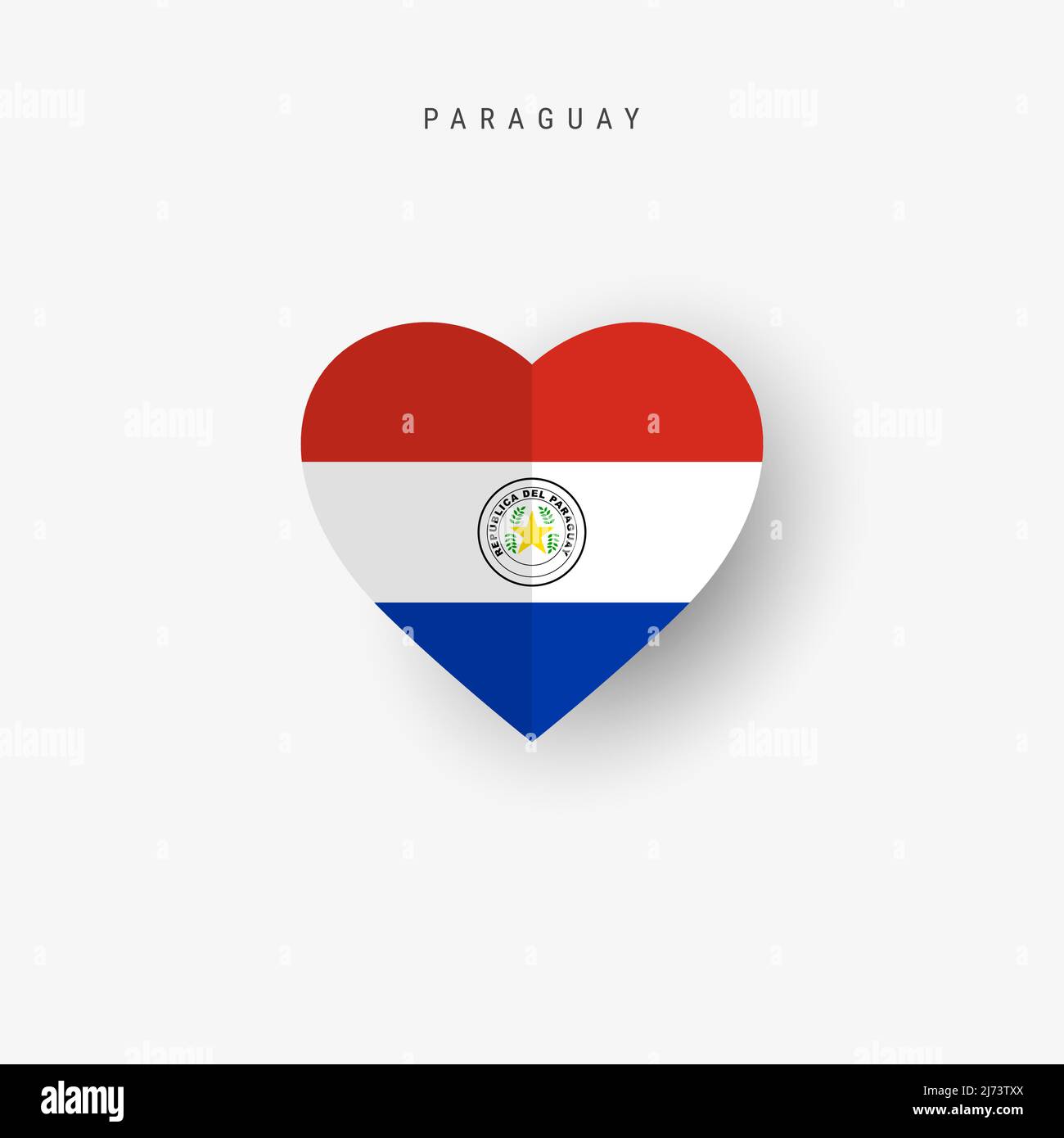 Paraguay heart shaped flag. Origami paper cut Paraguayan national banner. 3D vector illustration ...