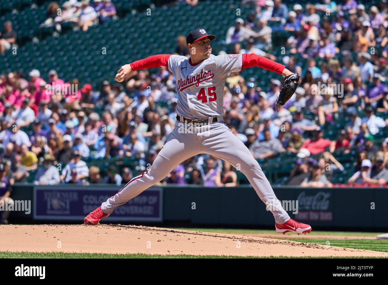 May 5 2022: Washington pitcher Aaron Sanchez (45) throws a pitch during ...