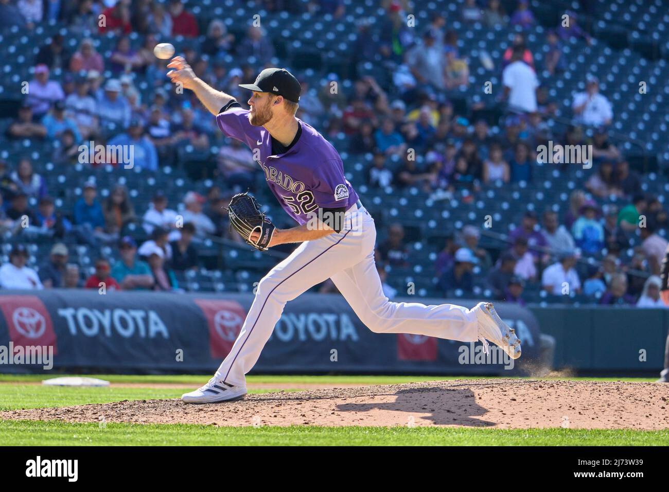 May 5 2022: Colorado pitcher Daniel Bard (40) throws a pitch during the ...