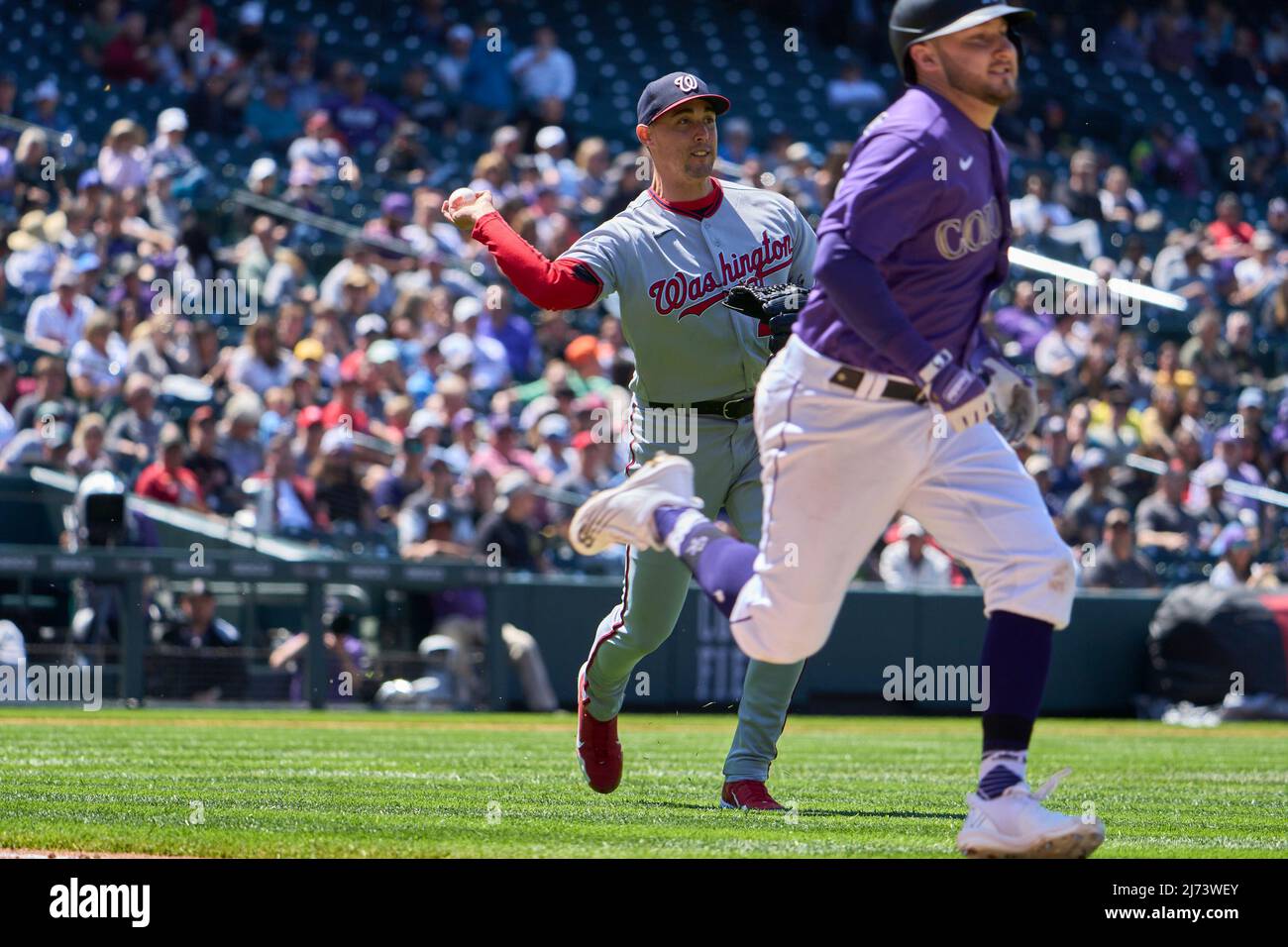 May 5 2022: Washington pitcher Aaron Sanchez (45) throws to first ...
