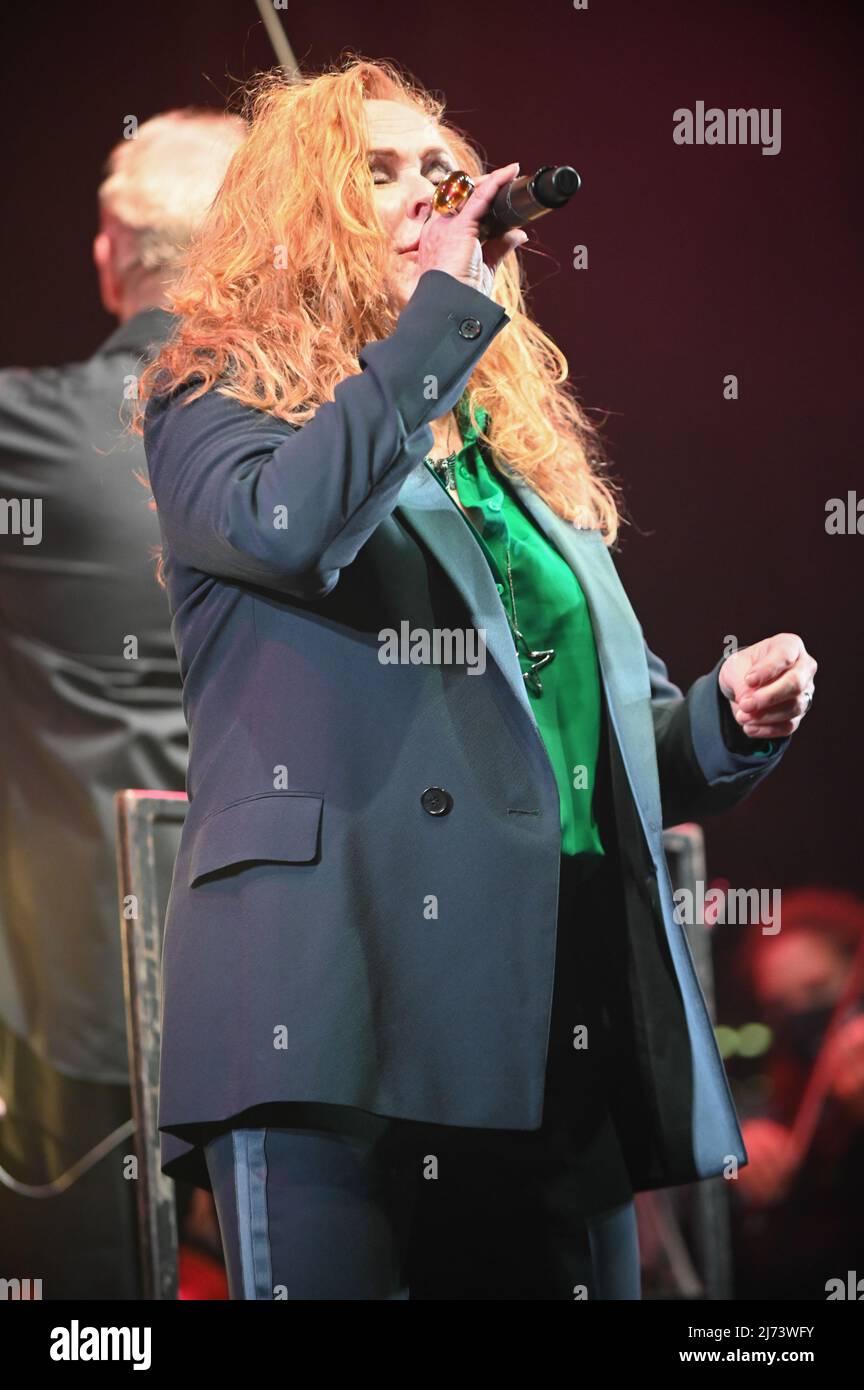 Lead singer Carol Decker of TPau band performs at 80s Classical Concert ...