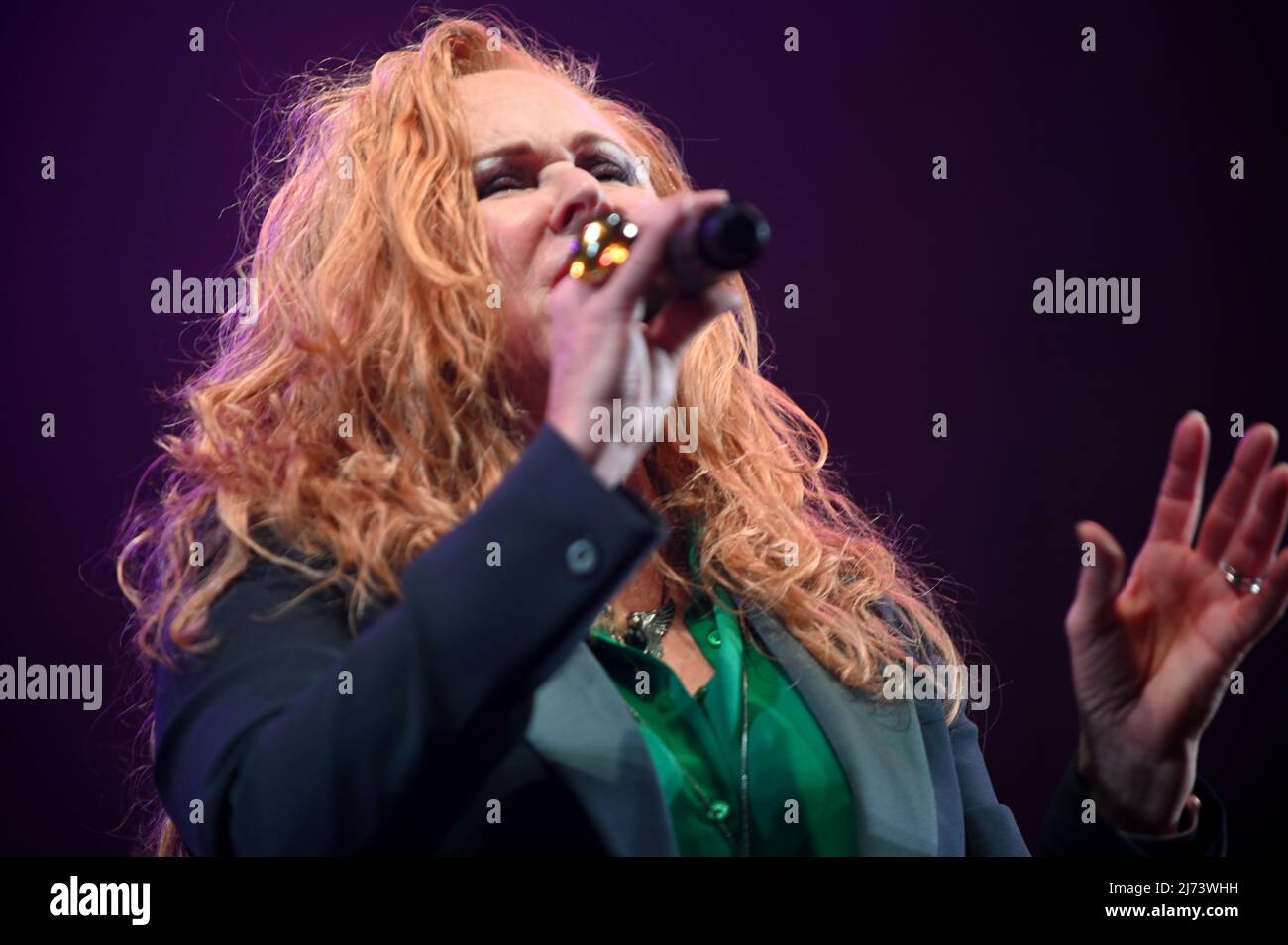 Lead singer Carol Decker of TPau band performs at 80s Classical Concert ...