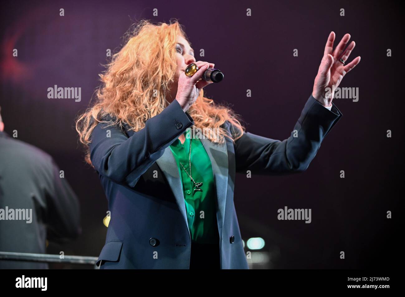 Lead singer Carol Decker of TPau band performs at 80s Classical Concert ...