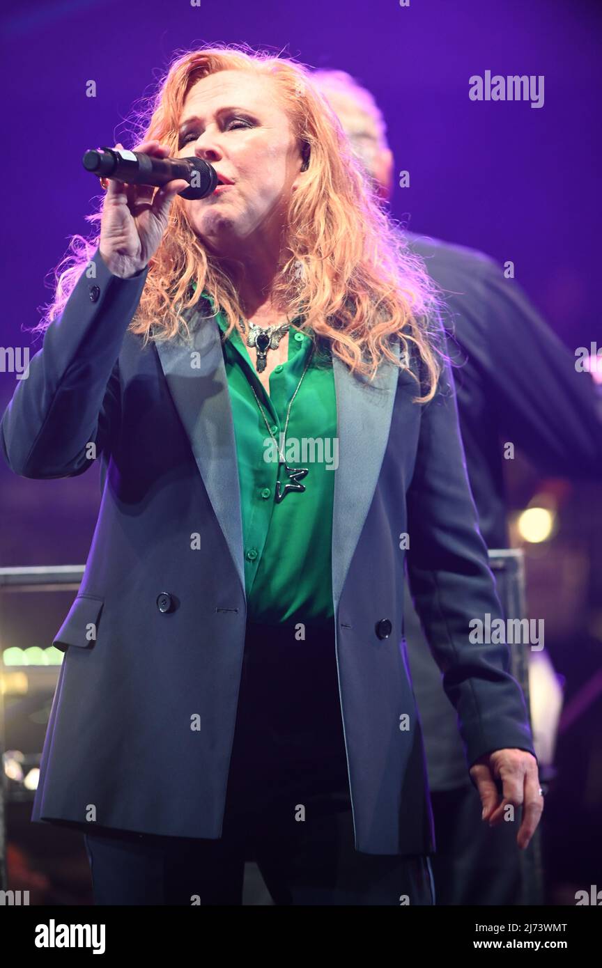Lead singer Carol Decker of TPau band performs at 80s Classical Concert ...