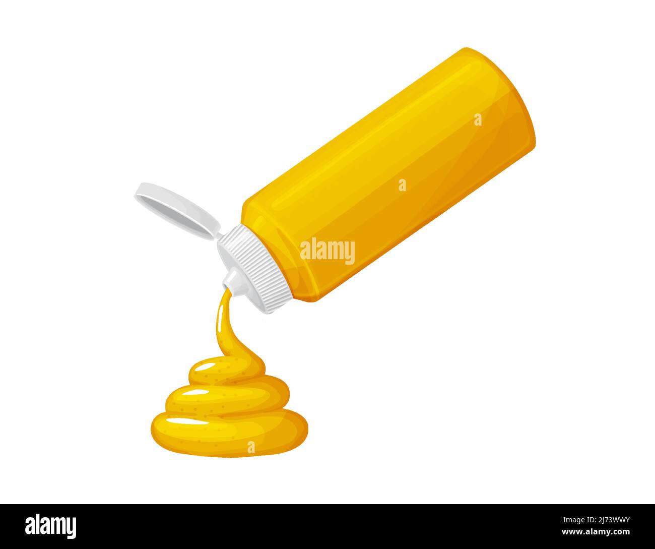 Yellow mustard sauce in bottle with swirl.Cartoon illustration Stock ...