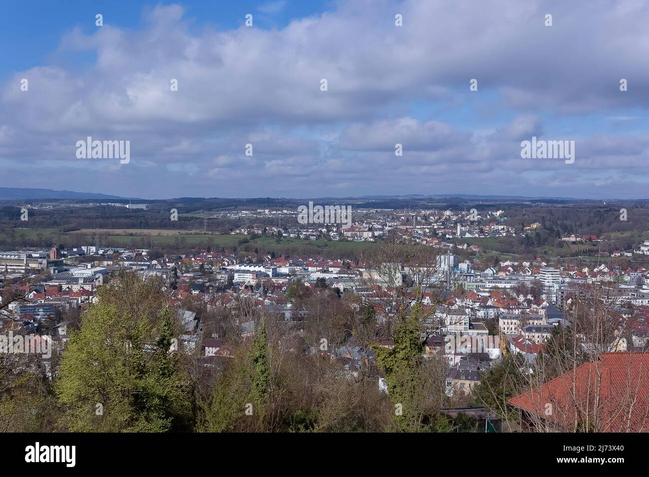 Ravensburg is a city of towers and gates. View of the city from ...