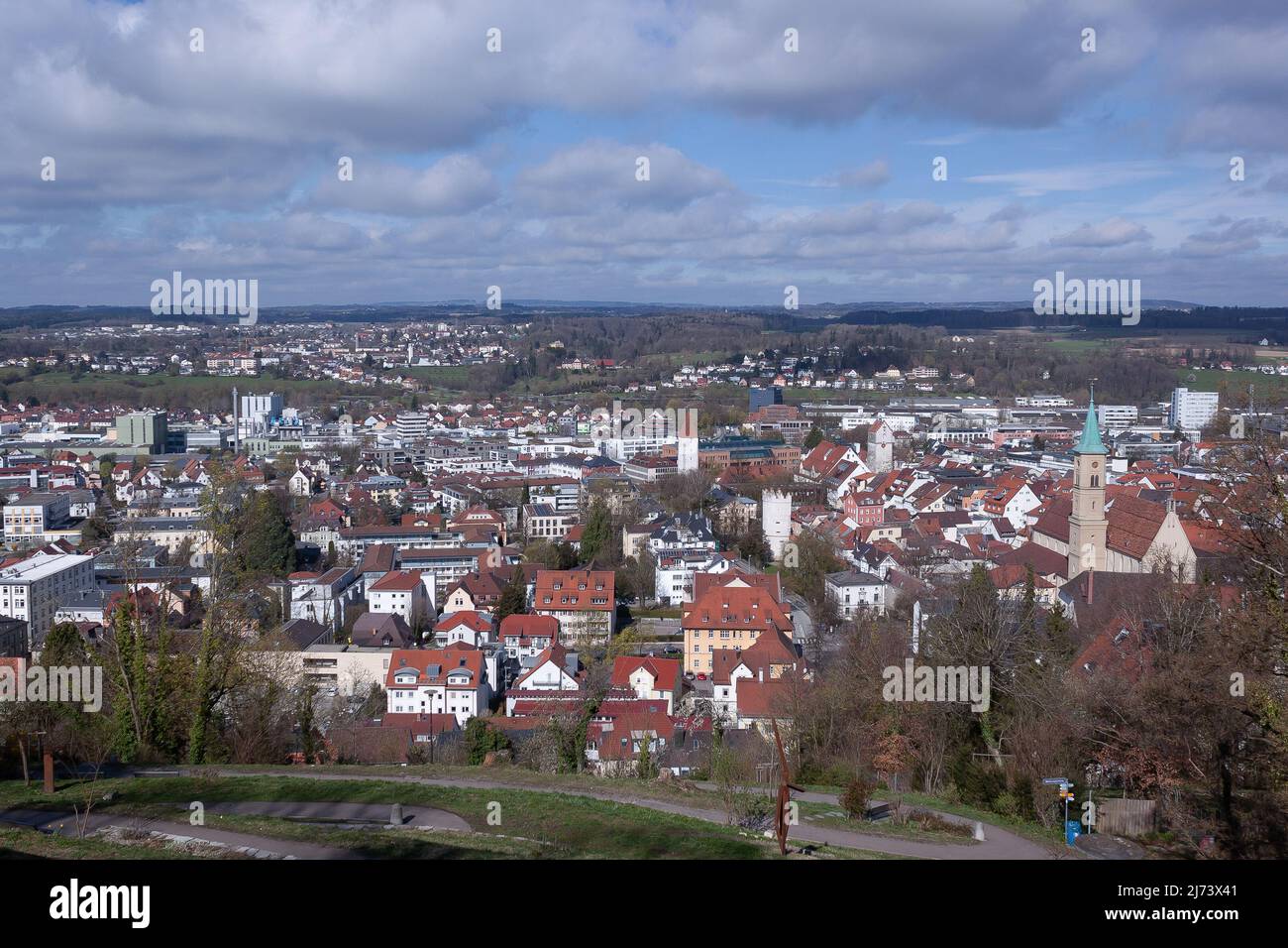 Ravensburg is a city of towers and gates. View of the city from ...