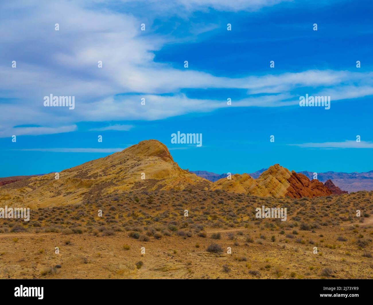 Panorama view of the famous Valley of fire state park. Red sandstone ...