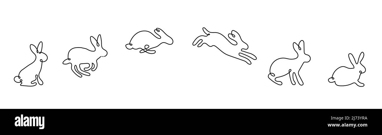 A set of rabbit jump phases. The hare is sitting, preparing to jump ...