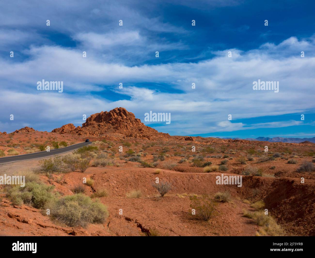 Panorama view of the famous Valley of fire state park. Red sandstone ...