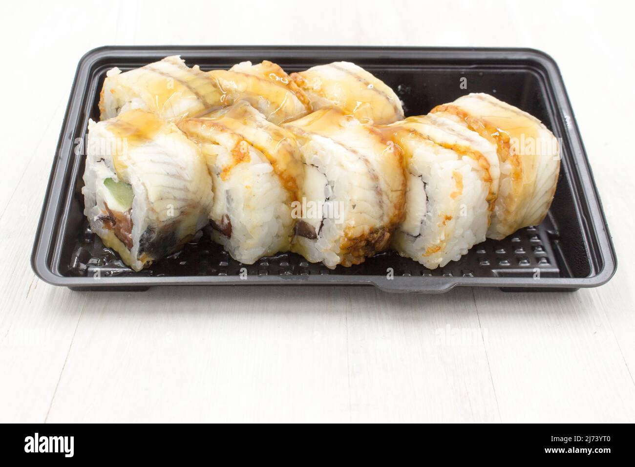 Rolls fried eel fillet, slightly salted trout, fresh cucumber, curd ...