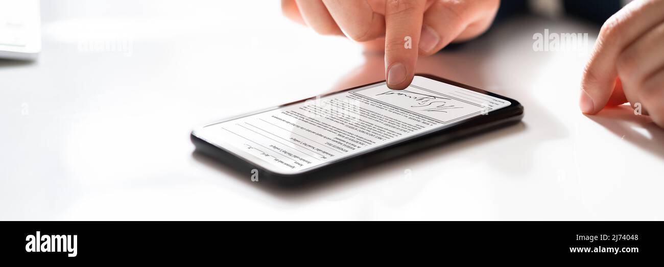 Digital Signature On Contract Document Online Using Smartphone Stock ...