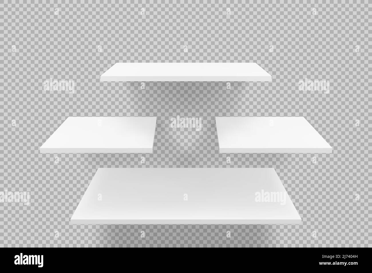 Four white empty book shelves on transparent background. Bookshelves ...