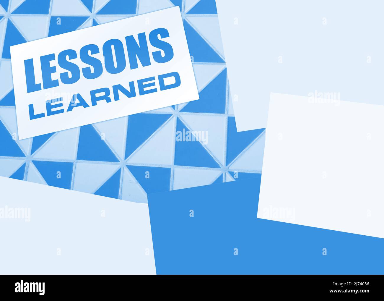 blank card with text Lessons learned on wooden background. Business ...