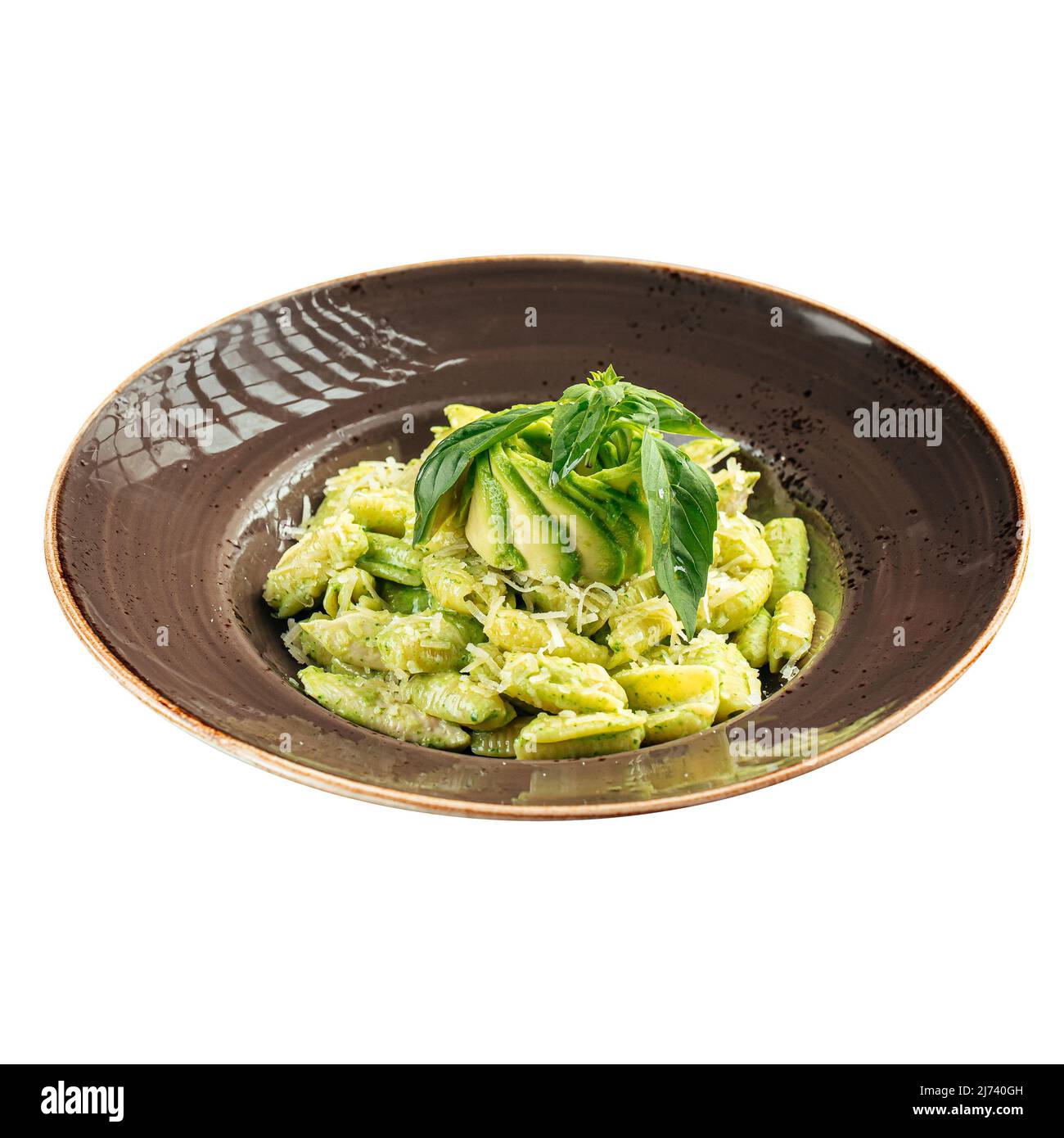 Isolated portion of pasta verde with avocado Stock Photo - Alamy