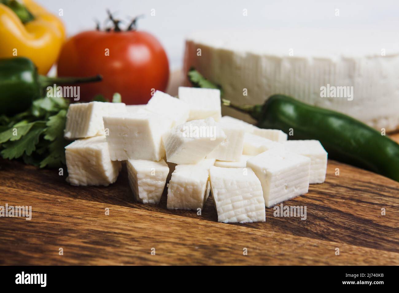Mexican white panela cheese with fresh ingredients in Mexico Latin ...