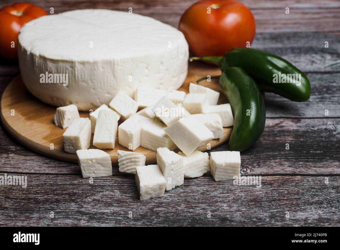 Mexican white panela cheese with fresh ingredients in Mexico Latin ...