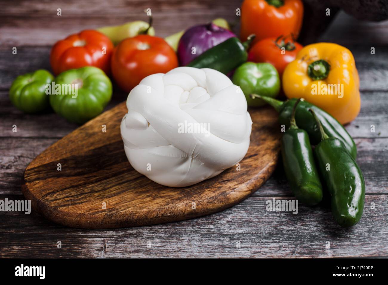 Mexican Oaxaca cheese with fresh ingredients in Mexico Latin America ...