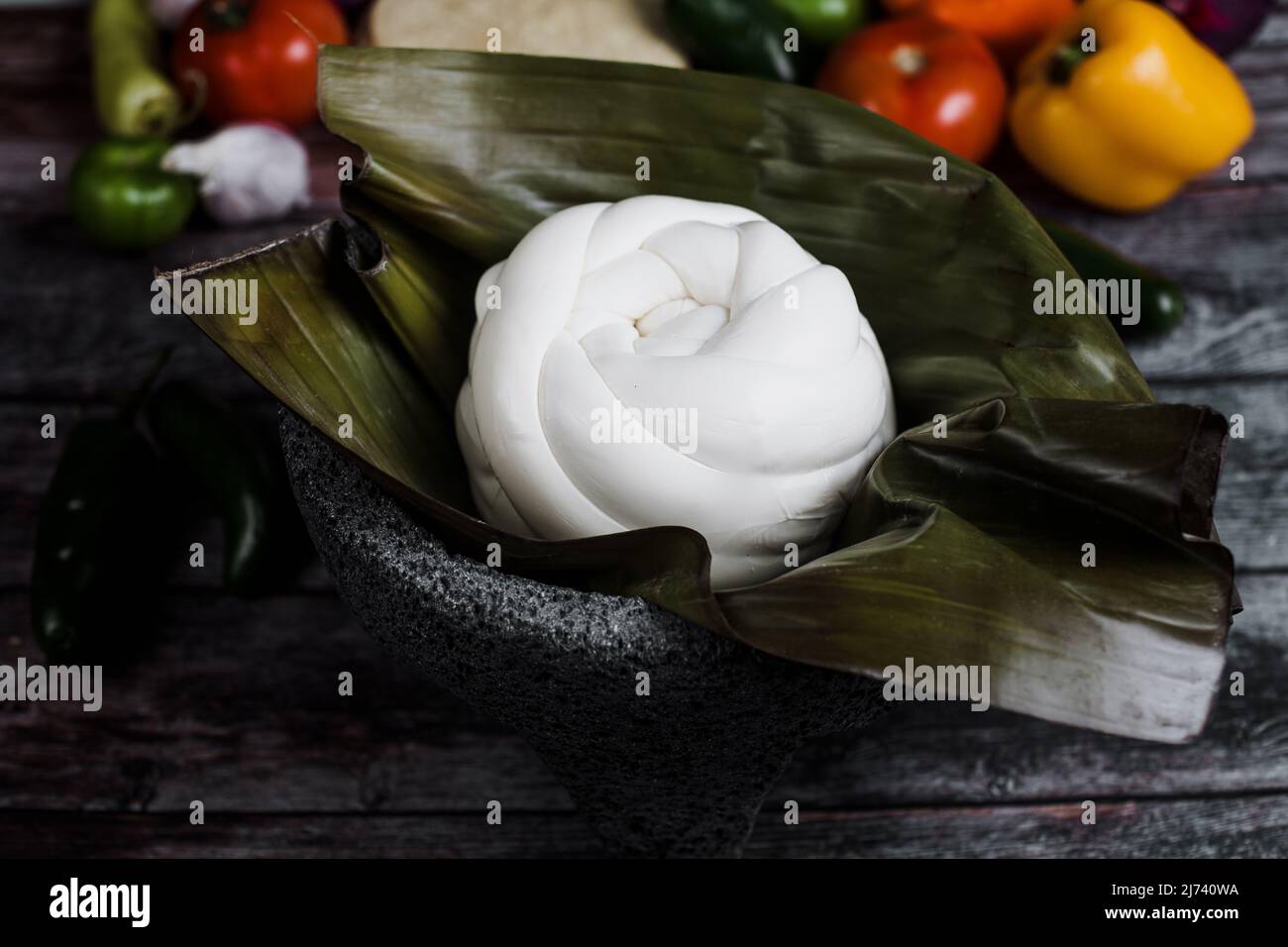 Mexican Oaxaca cheese with fresh ingredients in Mexico Latin America ...