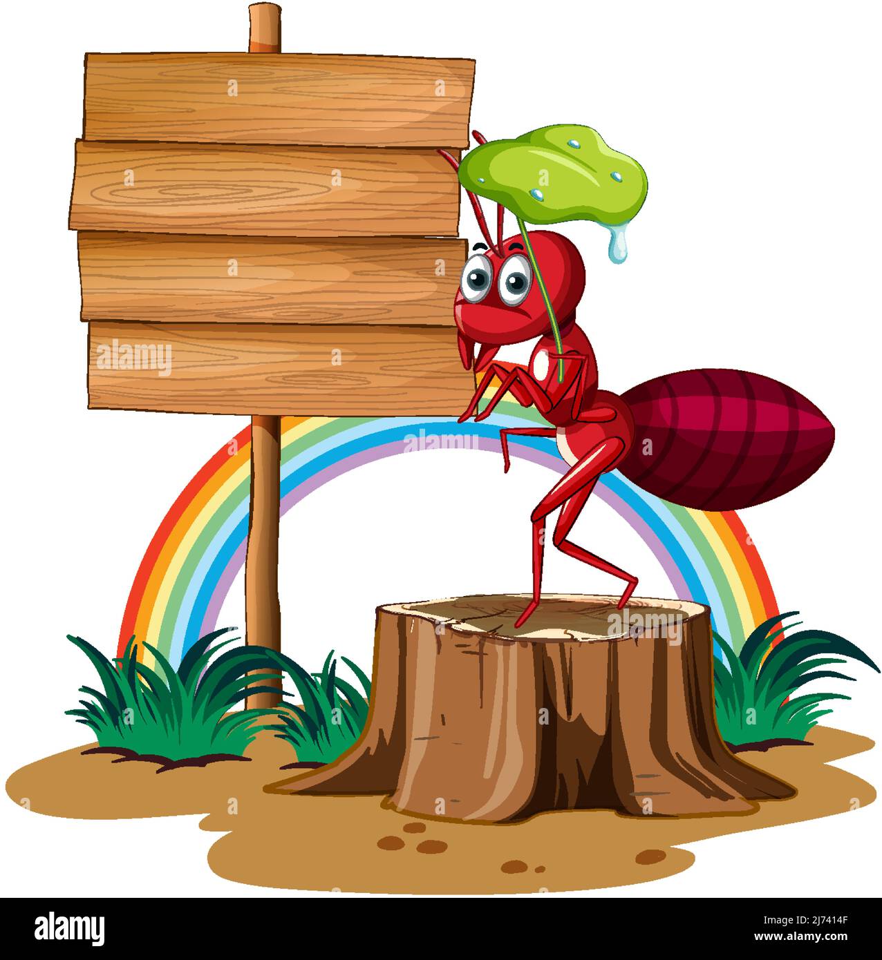 Sign board with ant on white background illustration Stock Vector Image ...