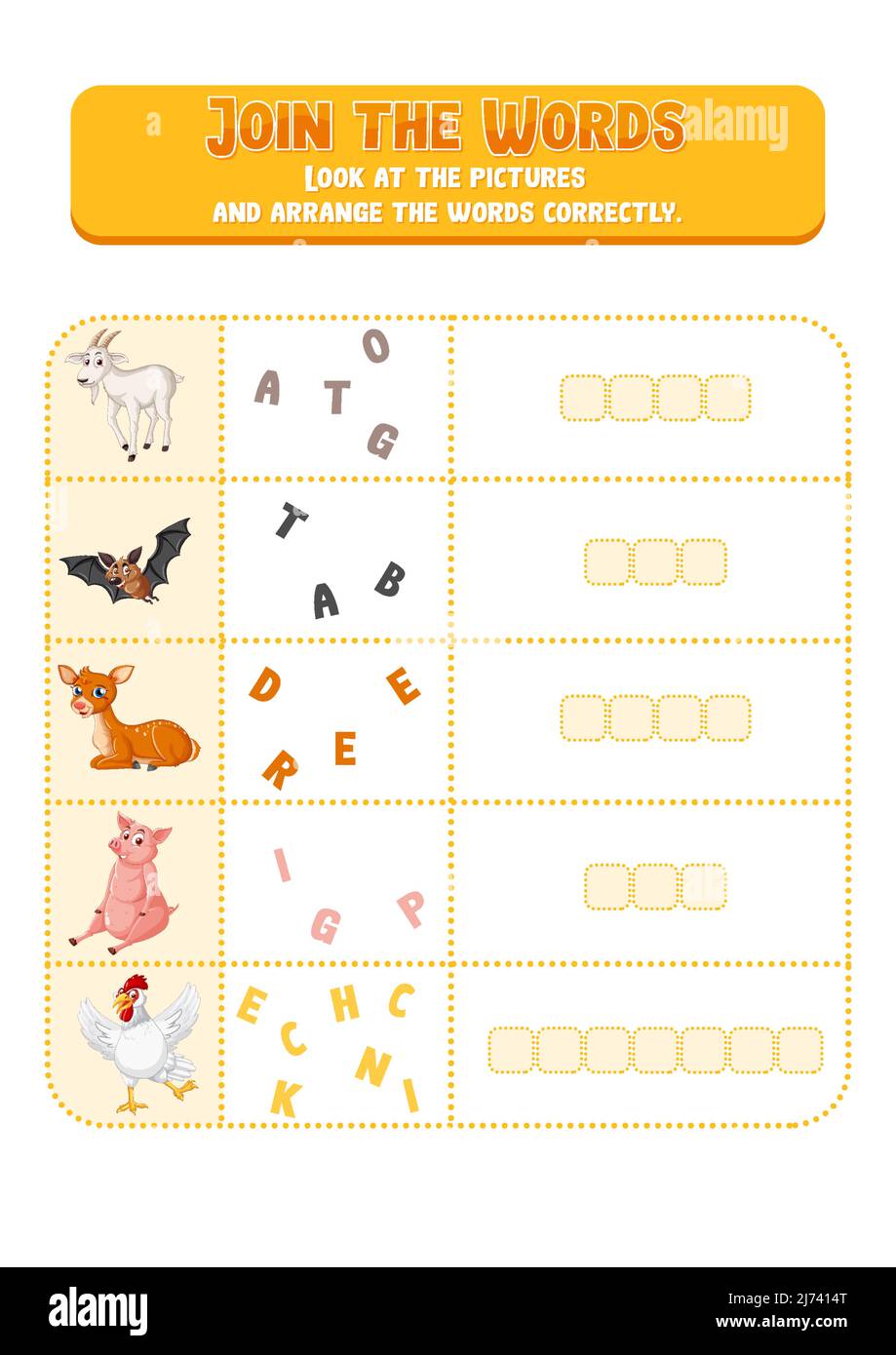 Arrange the letters in order with pictures illustration Stock Vector ...