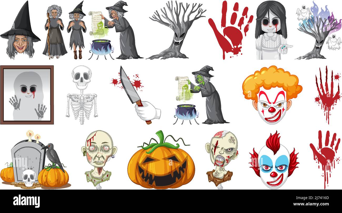 Halloween set with scary monsters illustration Stock Vector Image & Art ...