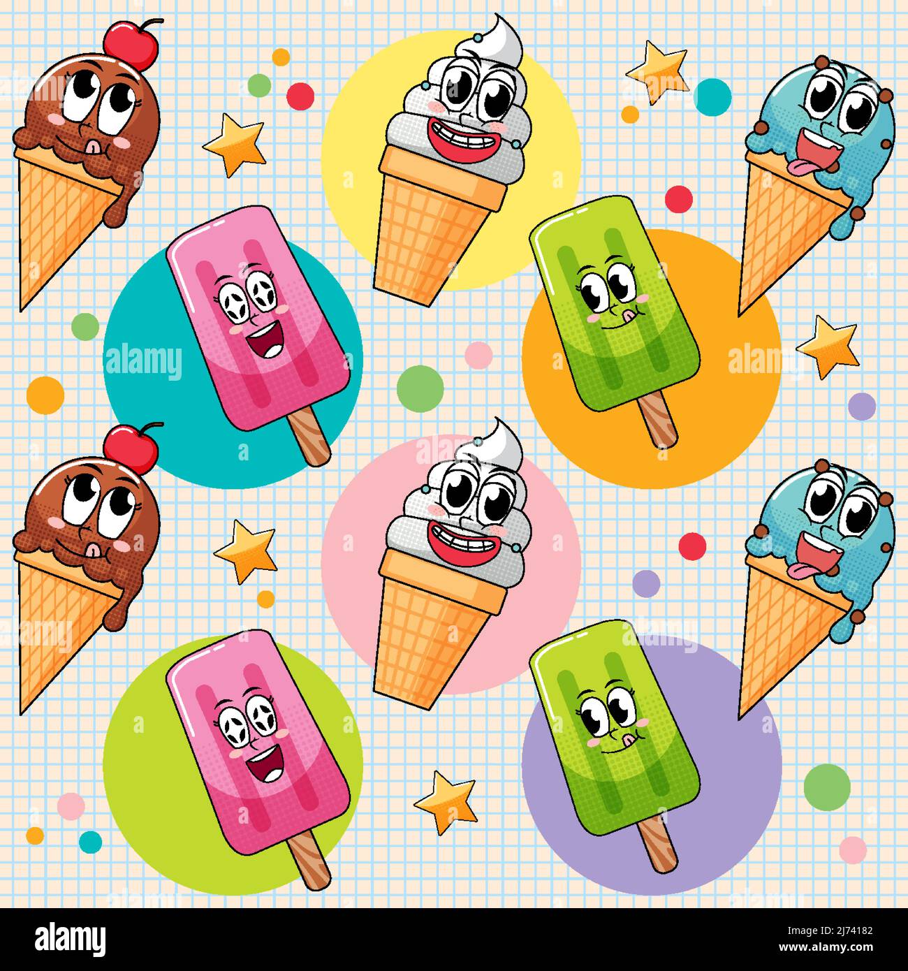 Seamless background with icecream theme illustration Stock Vector Image ...