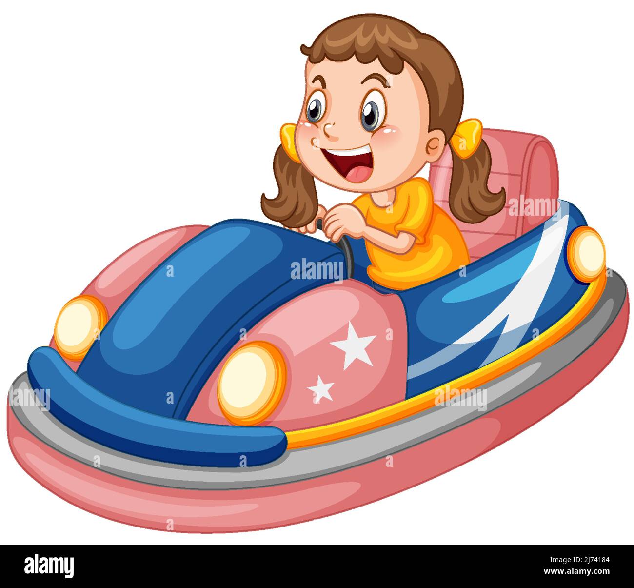 A girl driving bumper car in cartoon design illustration Stock Vector ...
