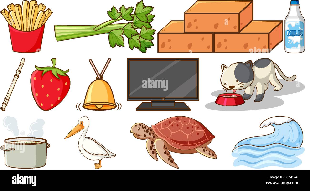 Cute animals and other objects illustration Stock Vector Image & Art ...