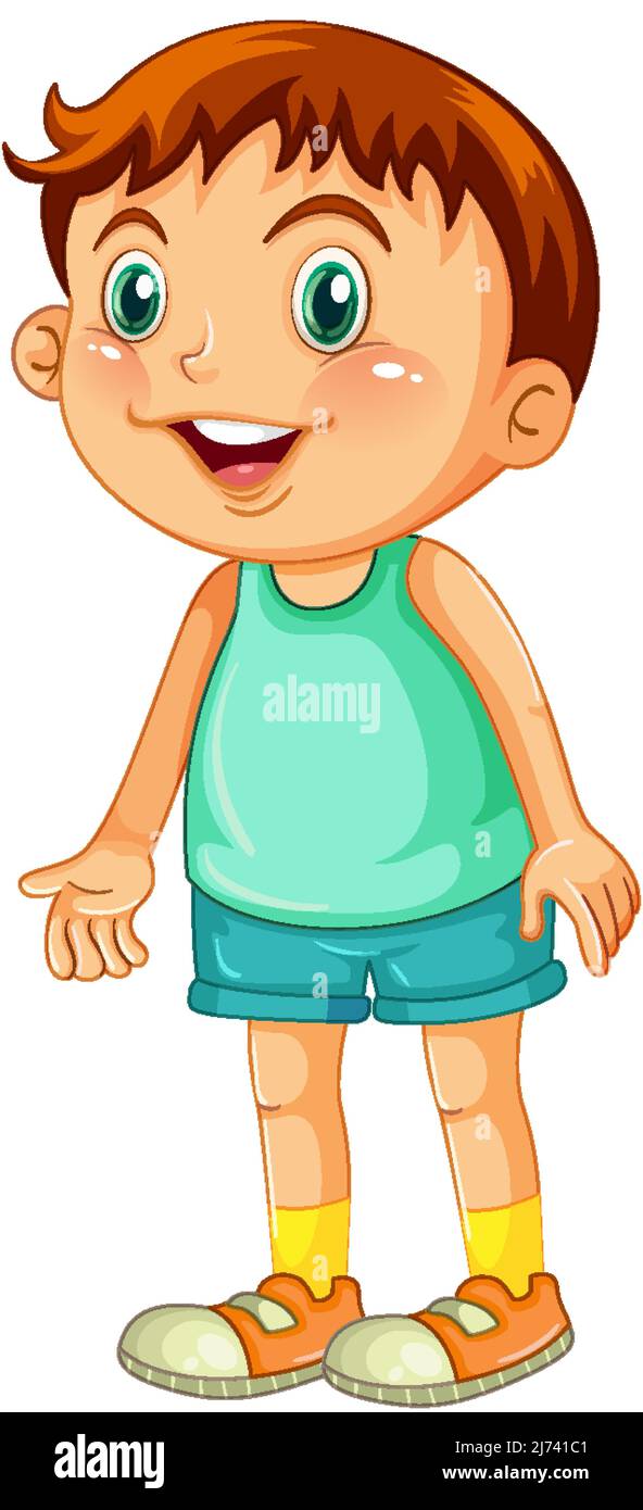 Happy young boy cartoon character standing illustration Stock Vector ...