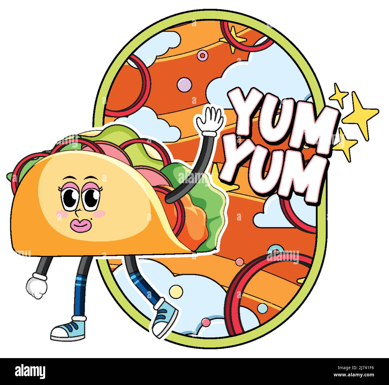 Taco with word Yum expression illustration Stock Vector Image & Art - Alamy
