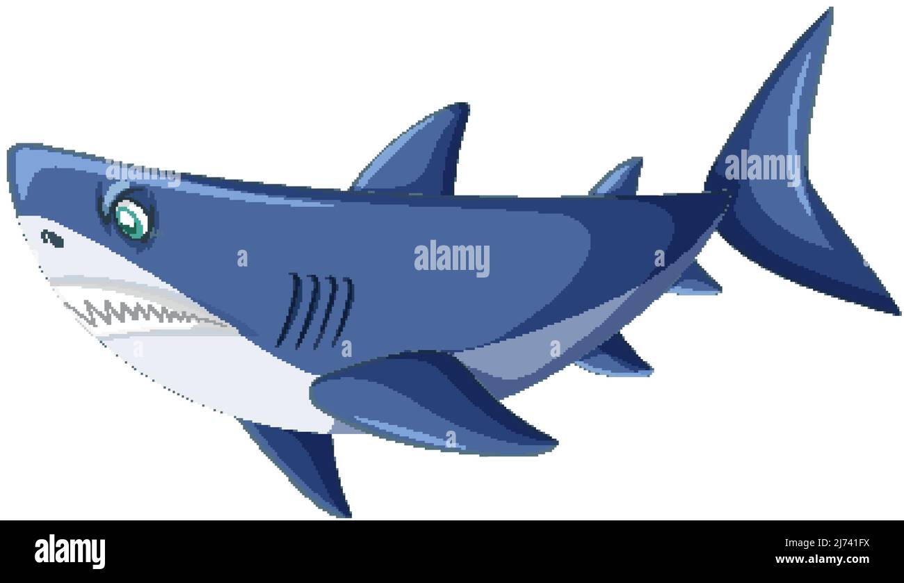 Aggressive great white shark cartoon illustration Stock Vector Image ...