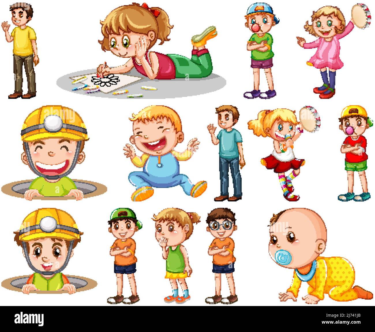 Happy children in different actions illustration Stock Vector Image ...