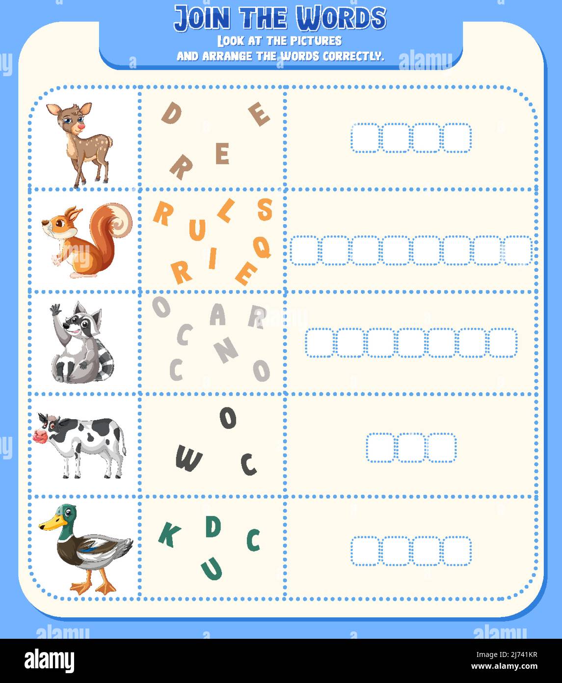 Arrange the letters in order with pictures illustration Stock Vector ...