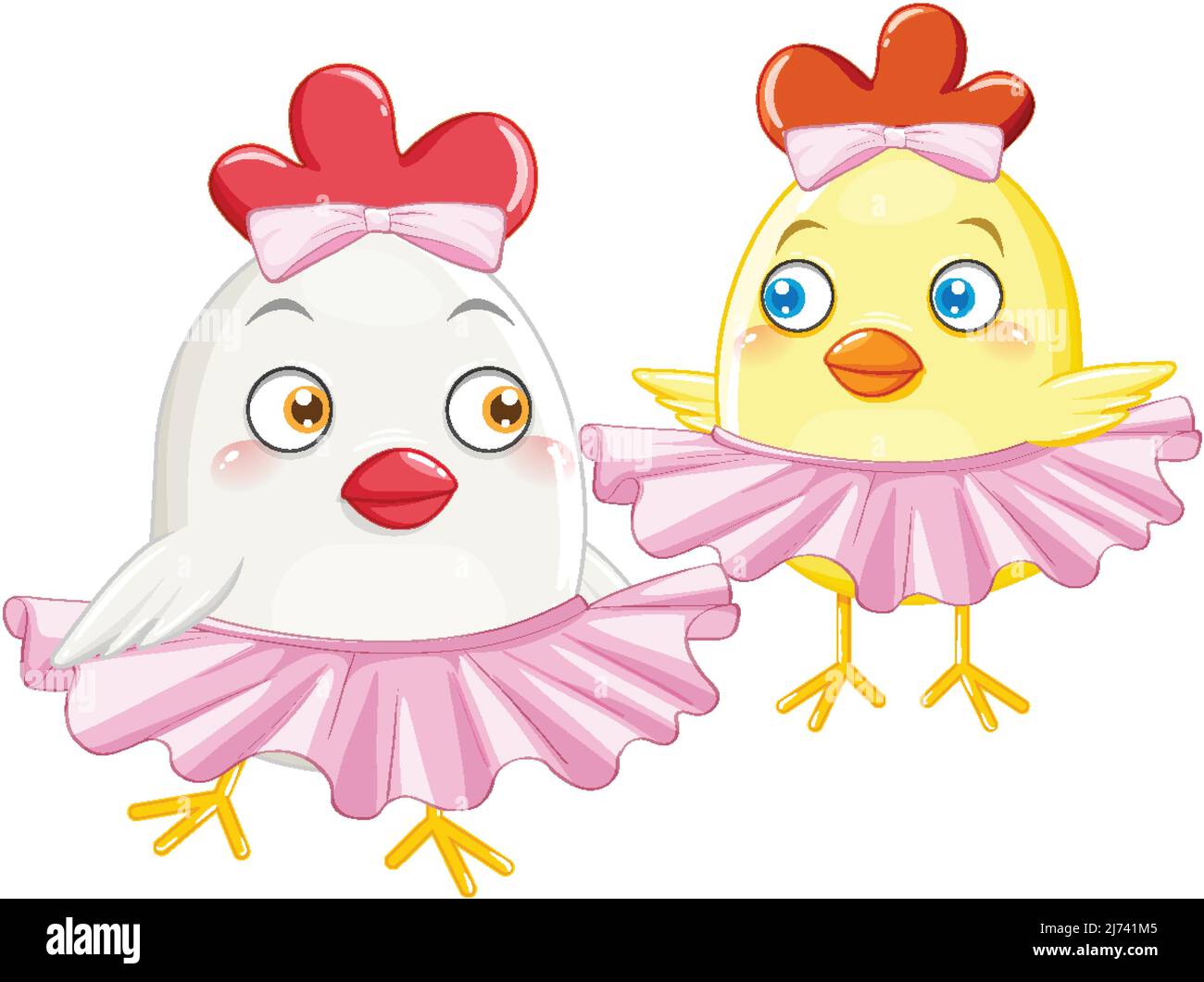 Little chickens in pink skirts illustration Stock Vector Image & Art ...
