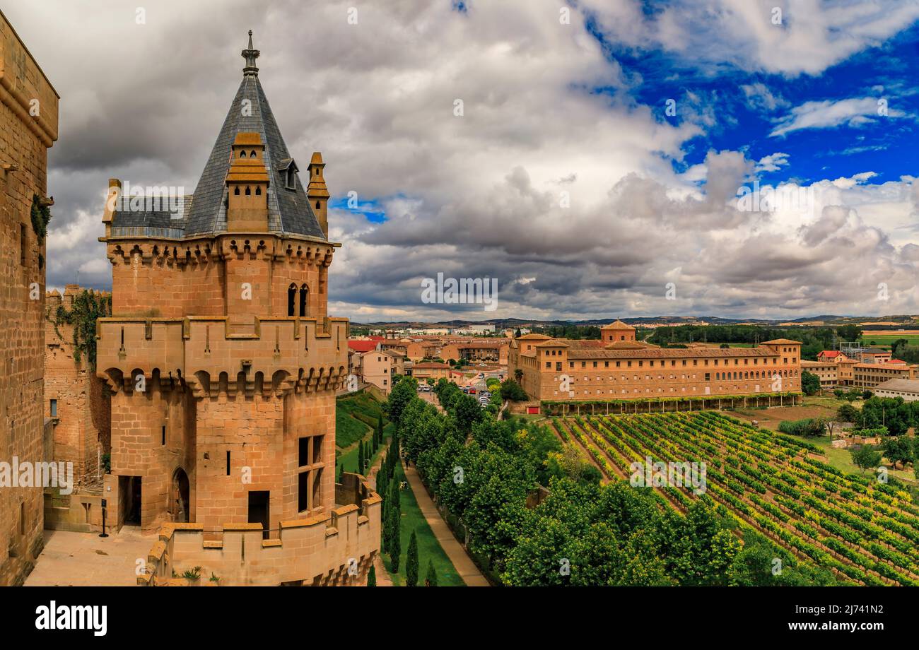 Olite, Spain - June 23, 2021: Tower of of the ornate gothic ...