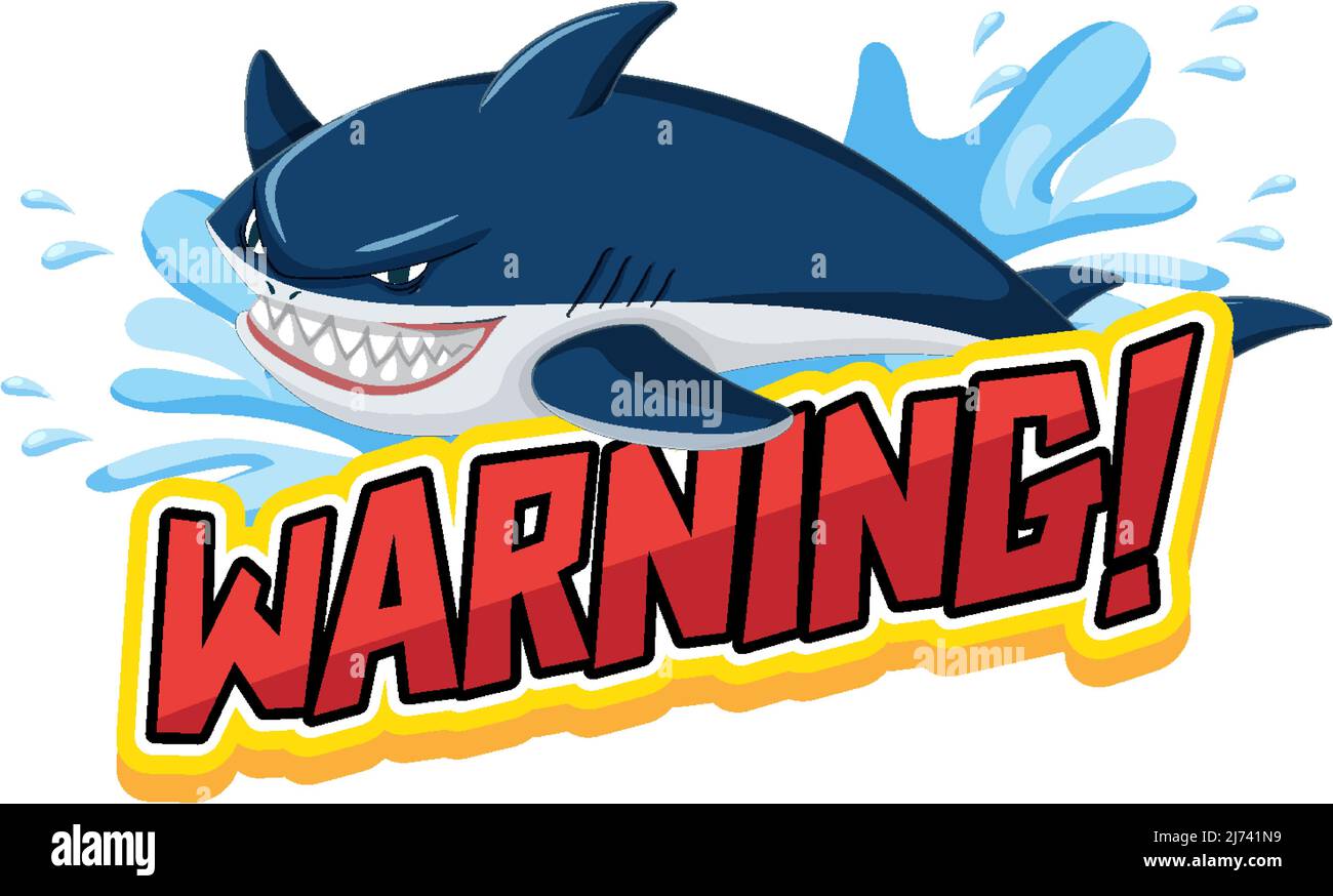 Font design for word warning with shark illustration Stock Vector Image ...