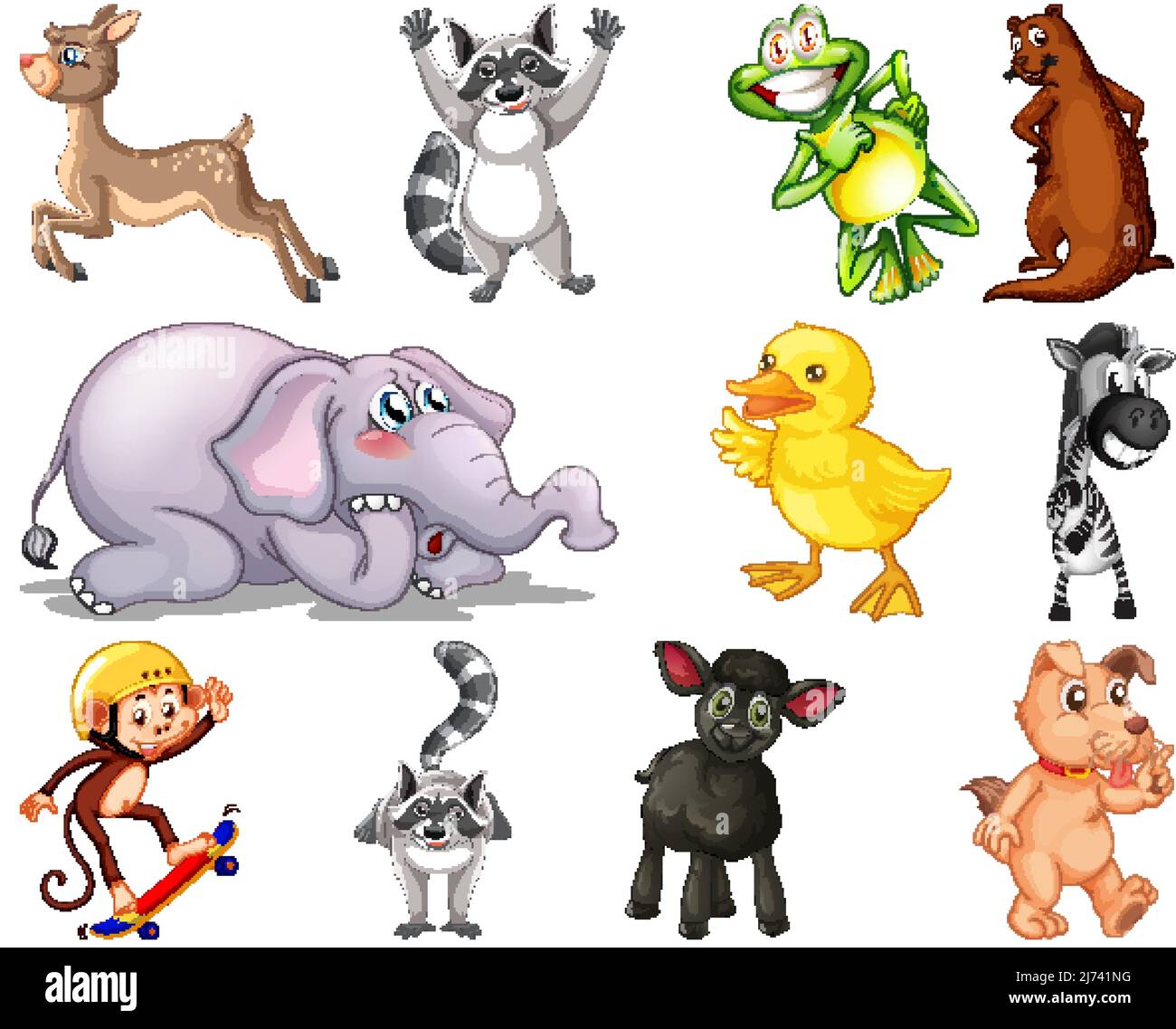 Set of animal cartoon character illustration Stock Vector Image & Art ...